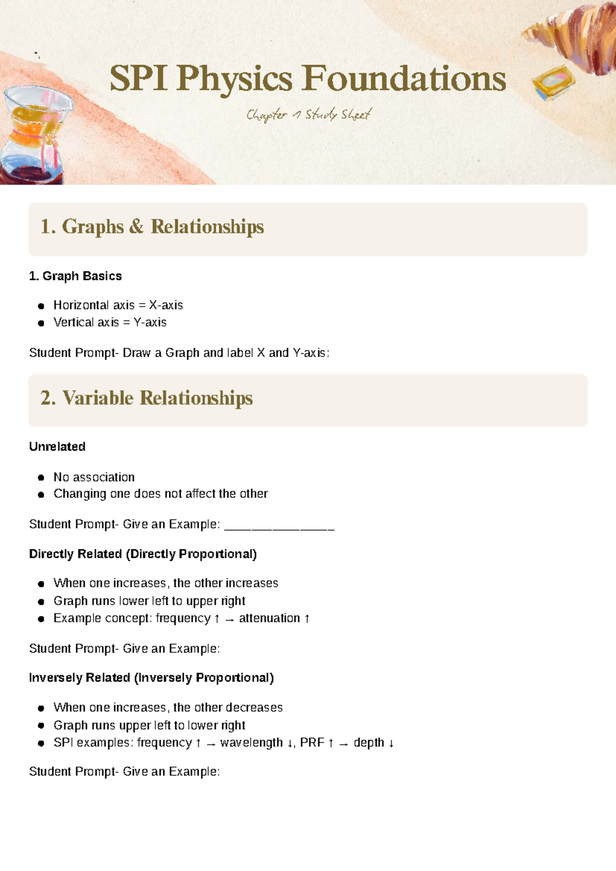 SPI Physics Foundations Ch. 1 Study Sheet: Graphs & Units - Studocu