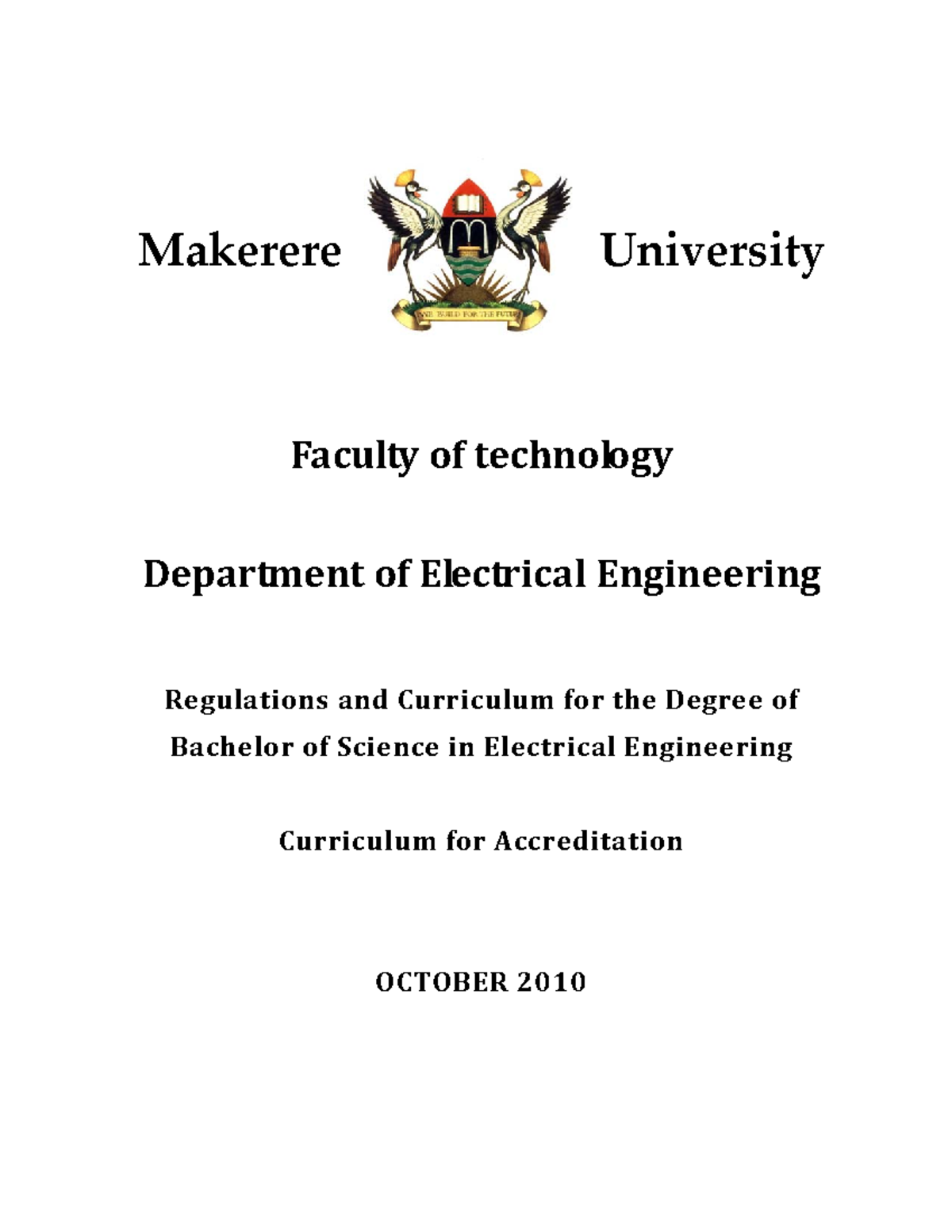 BSc-Electrical Engineering Curriculum & Regulations Overview - Studocu