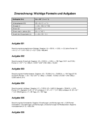 Zinsrechnung Formeln und Uebersicht - Zinsrechnung: Formeln, Beispiele ...