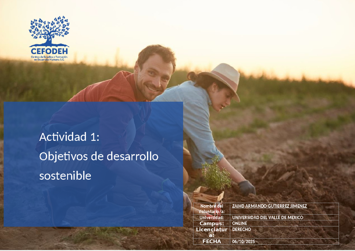 Actividad 1: Objetivos de Desarrollo Sostenible (ODS) - UVM - Studocu
