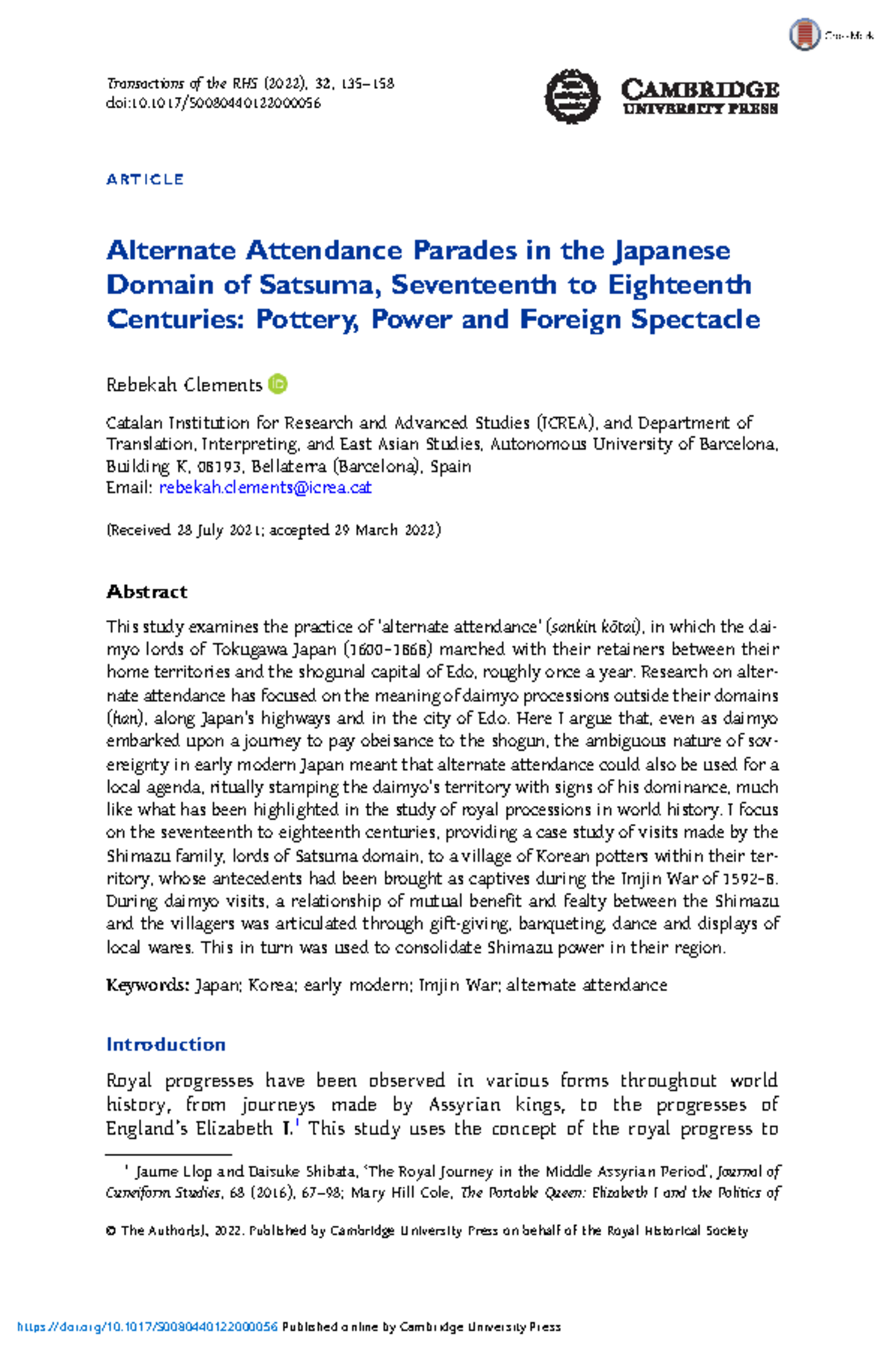 Satsuma Domain's Alternate Attendance: Power Rituals (1600-1800) - Studocu