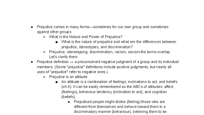 PSY220 Chapter 11 Notes: Understanding Prejudice, Stereotypes, and ...