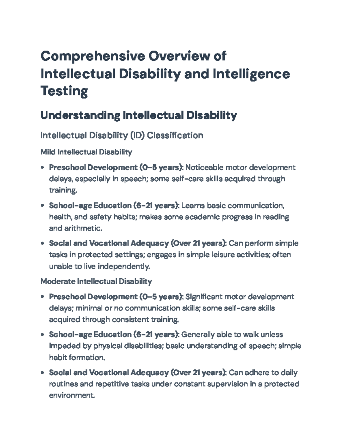Comprehensive Overview on Intellectual Disability & Intelligence ...