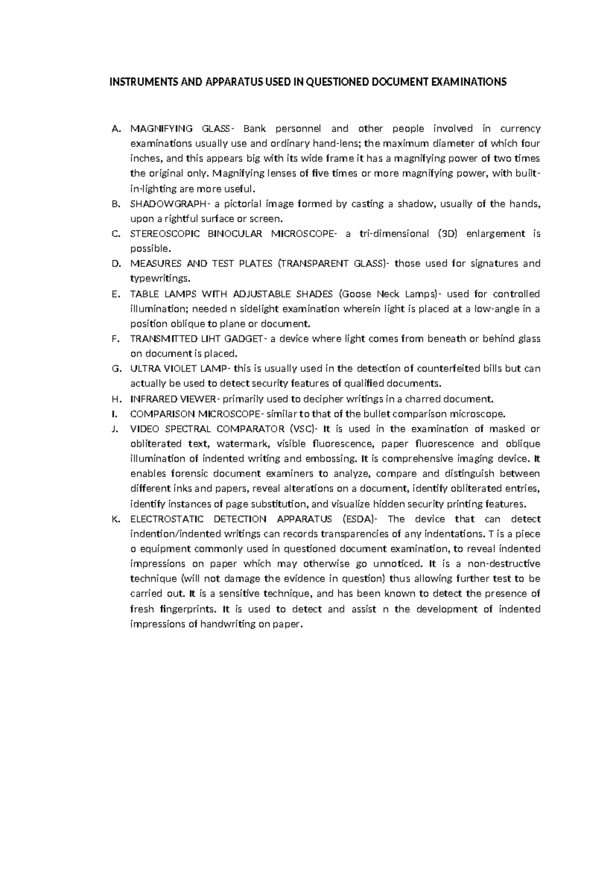 QD - Instruments and Apparatus in Questioned Document Examinations ...