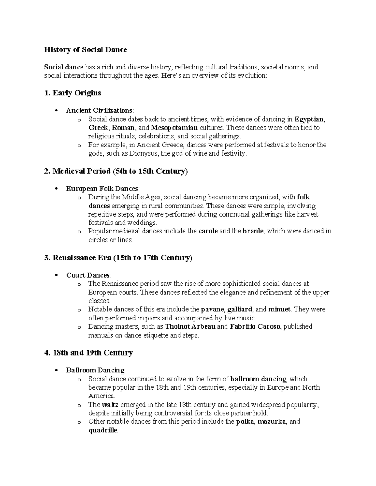 HIST 101: Overview of the Evolution of Social Dance Through History ...