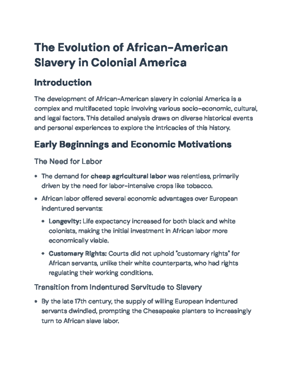 The Evolution of African-American Slavery in Colonial America - The ...