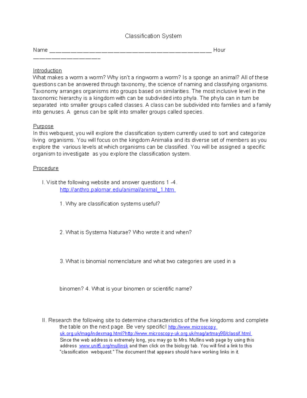 BIO 101 - Classification of Life: Exploring Taxonomy and Organisms ...