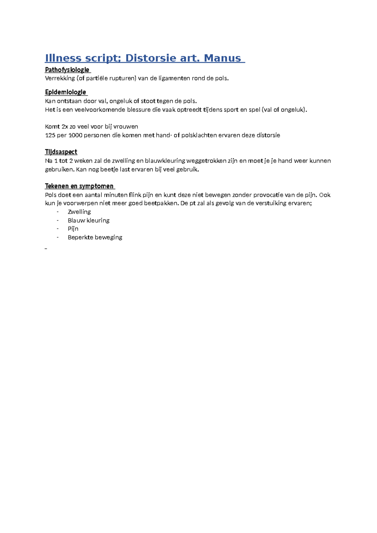 Illness Script: Distorsie Art. Manus - Pathofysiologie & Epidemiologie ...