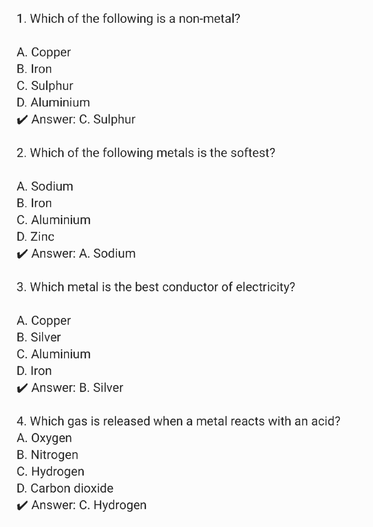 Chemistry Quiz Notes 251116 211313: Metals and Their Properties - Studocu