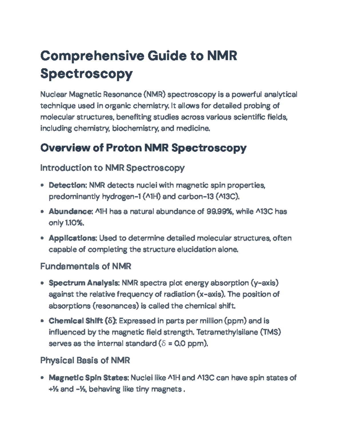 Comprehensive Guide to NMR Spectroscopy: Fundamentals and Applications ...