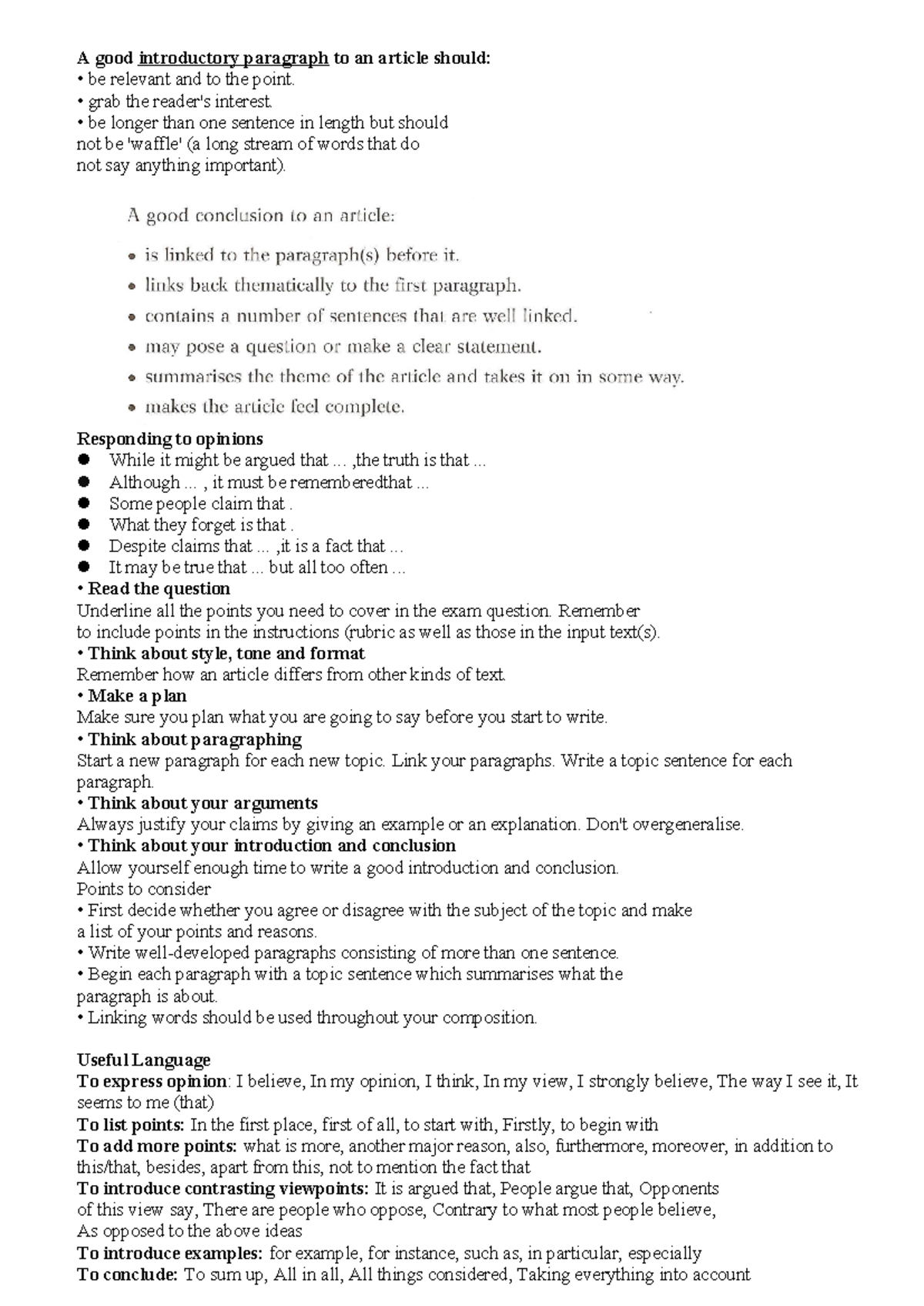 Writing an Opinion Article: Key Strategies and Tips - Studocu