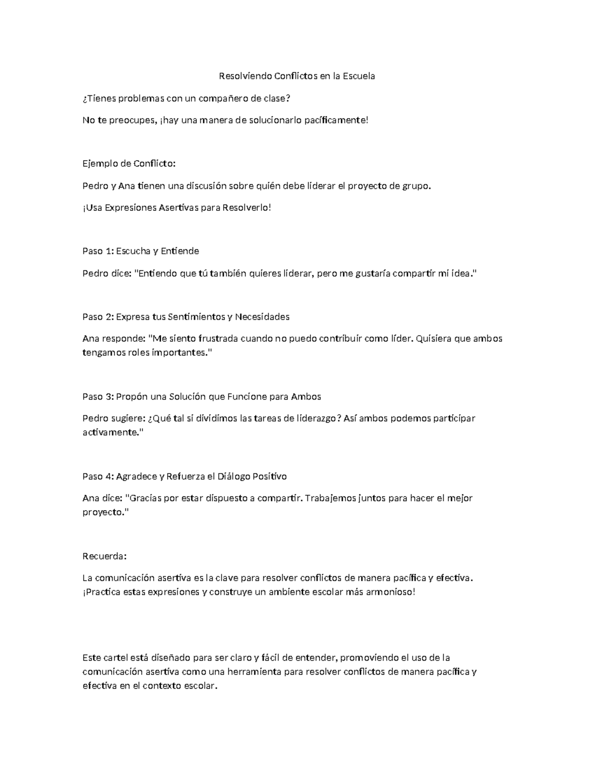 Resolviendo Conflictos en la Escuela - Resolviendo Conflictos en la ...