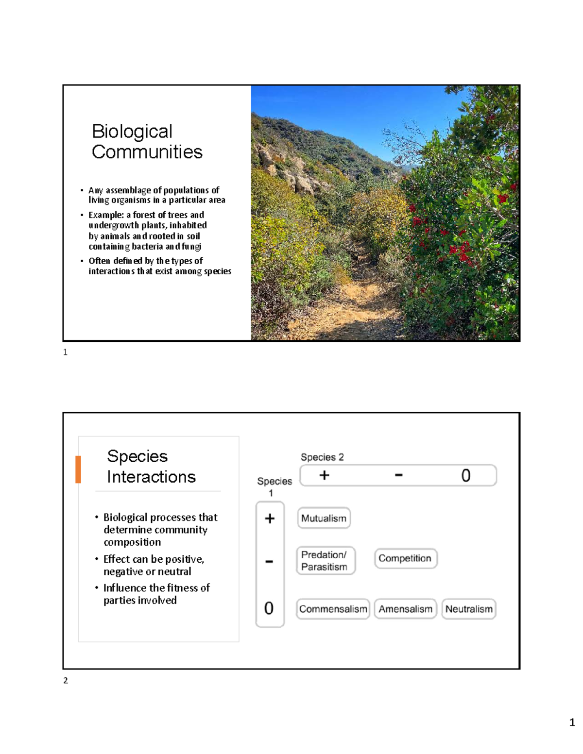 Biological Communities and Species Interactions Overview - Studocu