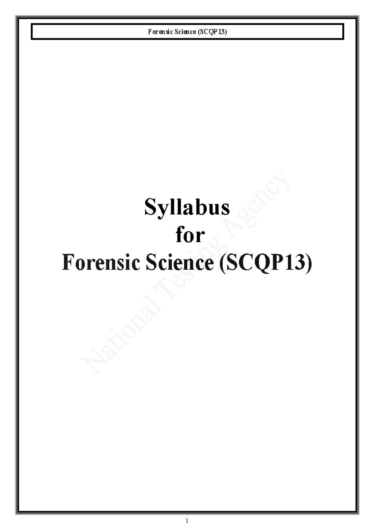Forensic Science Syllabus Overview and Key Concepts (SCQP13) - Studocu