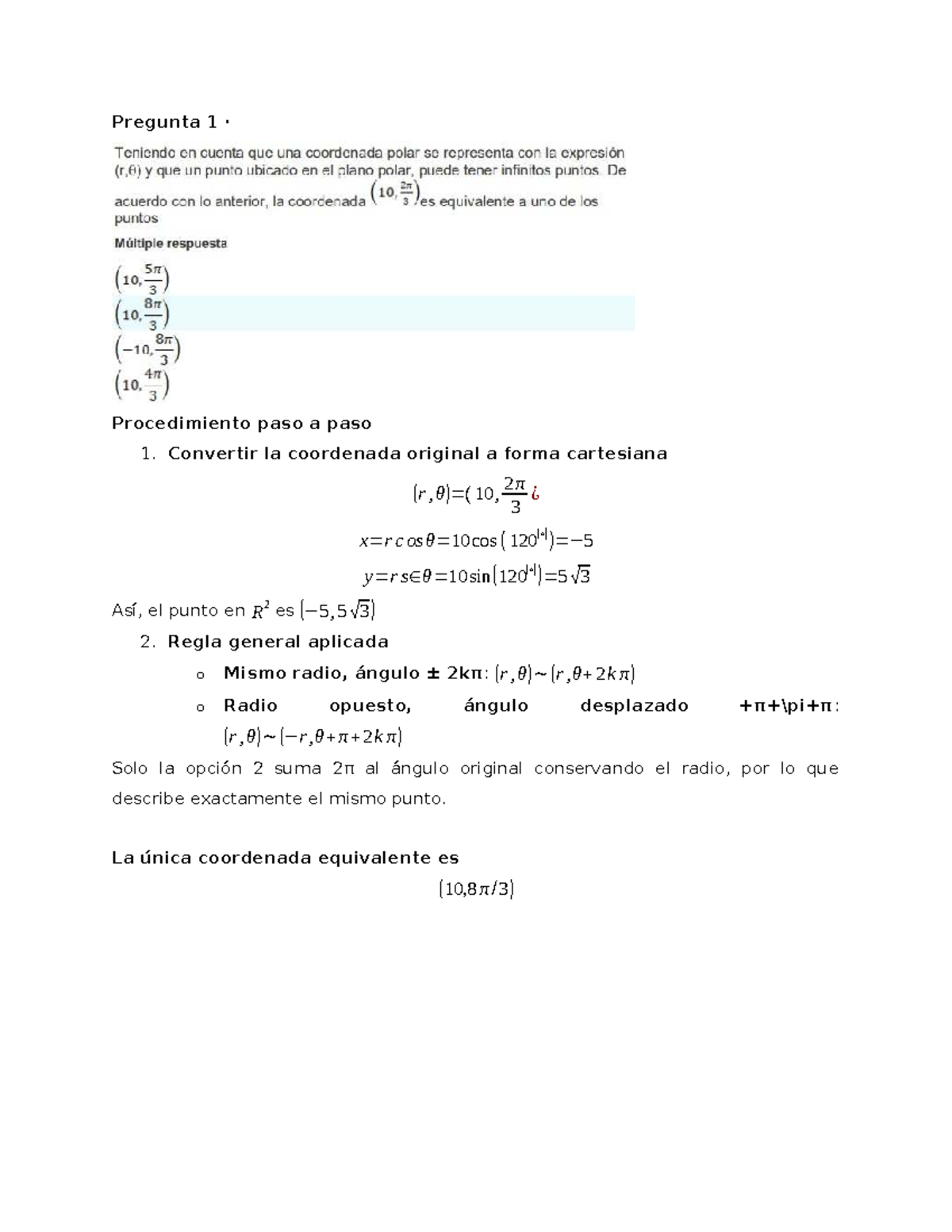 Pregunta 1 - Apuntes de Procedimientos en Coordenadas Polares y ...
