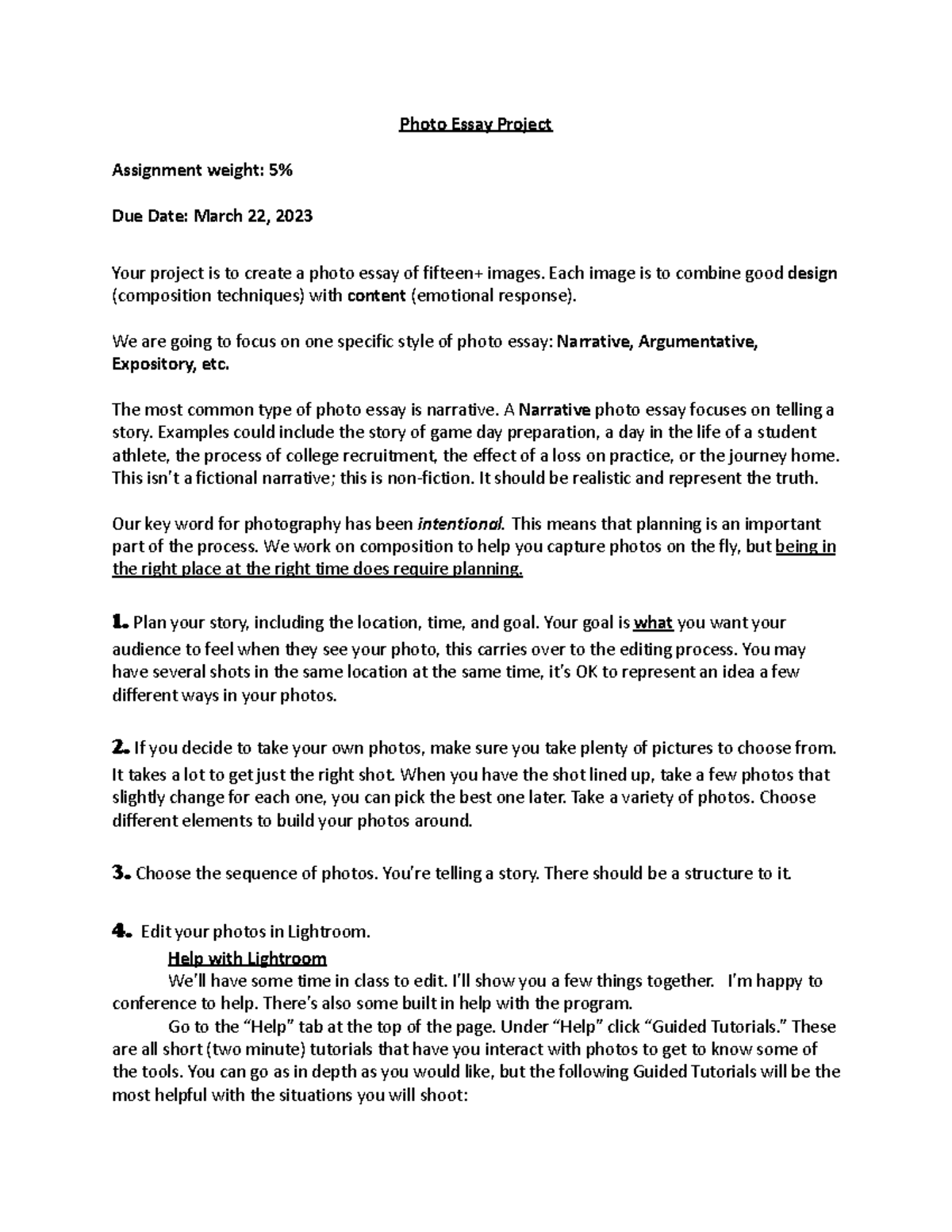 Photo Essay Project Guidelines - NBE3U1 - Studocu