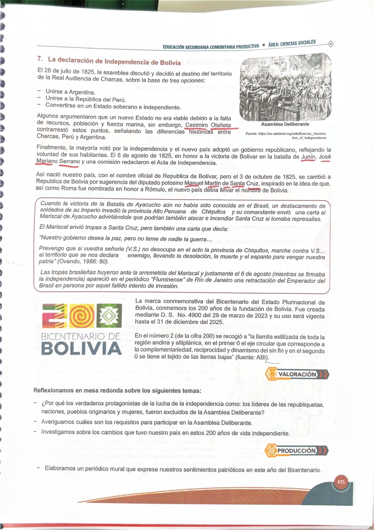 EDUCACIÓN SECUNDARIA COMUNITARIA PRODUCTIVA: La Independencia de ...