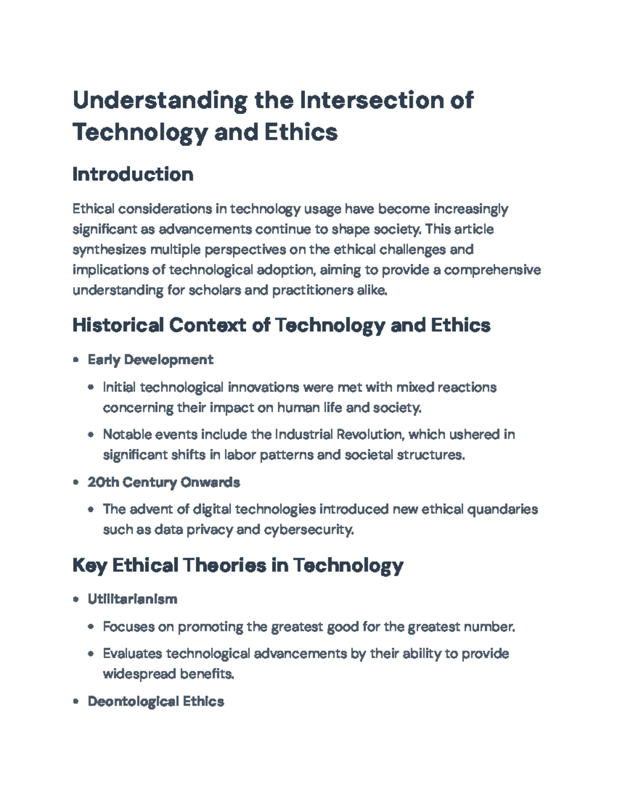 Understanding the Ethical Implications of Technology: A Comprehensive ...