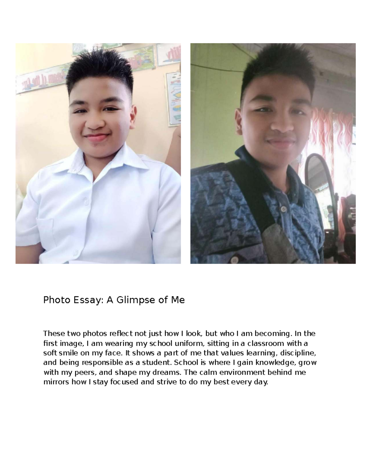 Photo Essay: A Glimpse of My Growth and Identity - Studocu
