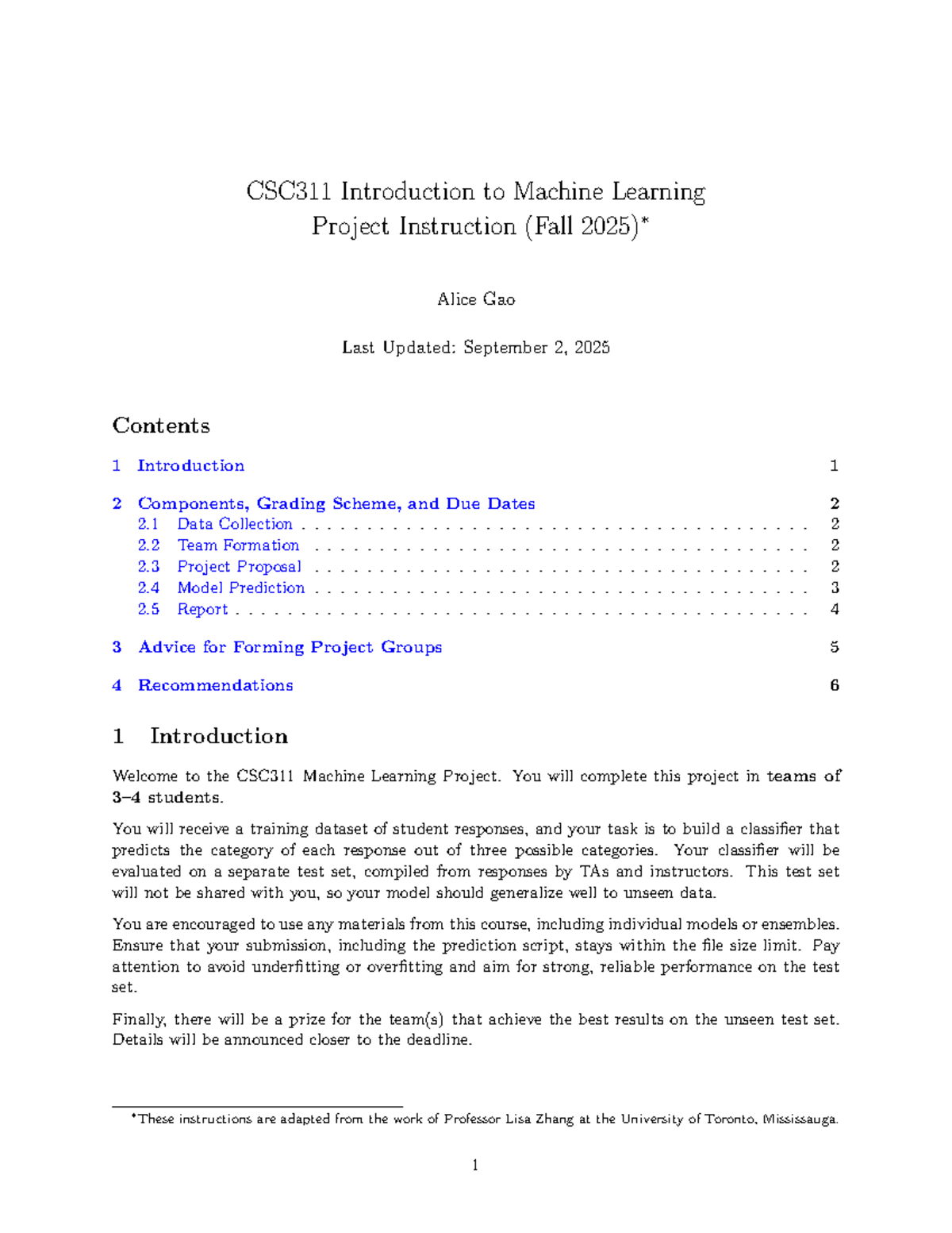 CSC311 Fall 2025 Machine Learning Project Guidelines - Studocu
