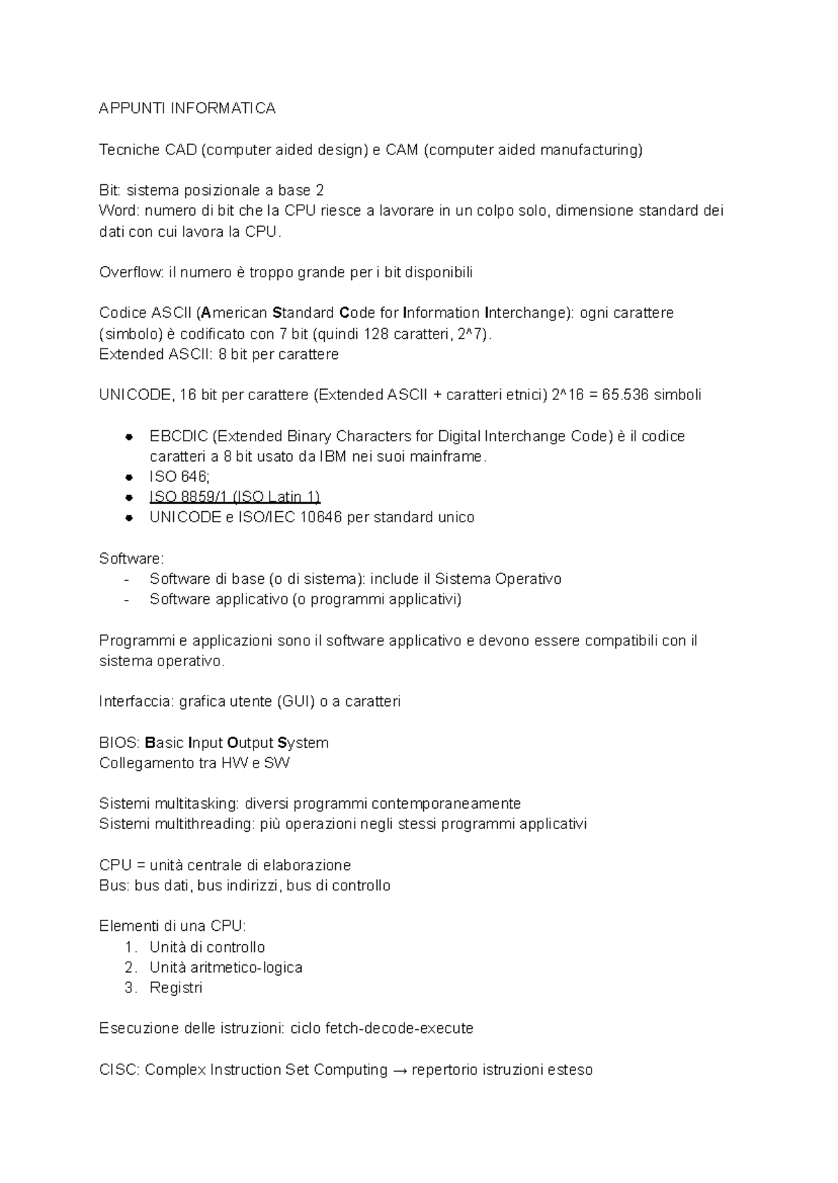 APPUNTI INFORMATICA: Tecniche CAD e CAM, Sistemi e Reti - Studocu