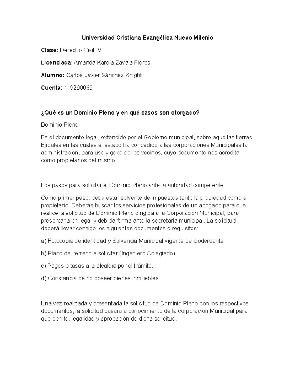 Tarea Semana 1 Dominio Pleno - Civil IV - Carlos Sánchez - Universidad ...