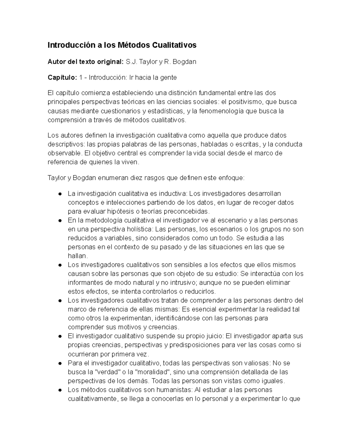 Métodos Cualitativos: Introducción y Perspectivas Teóricas - Studocu