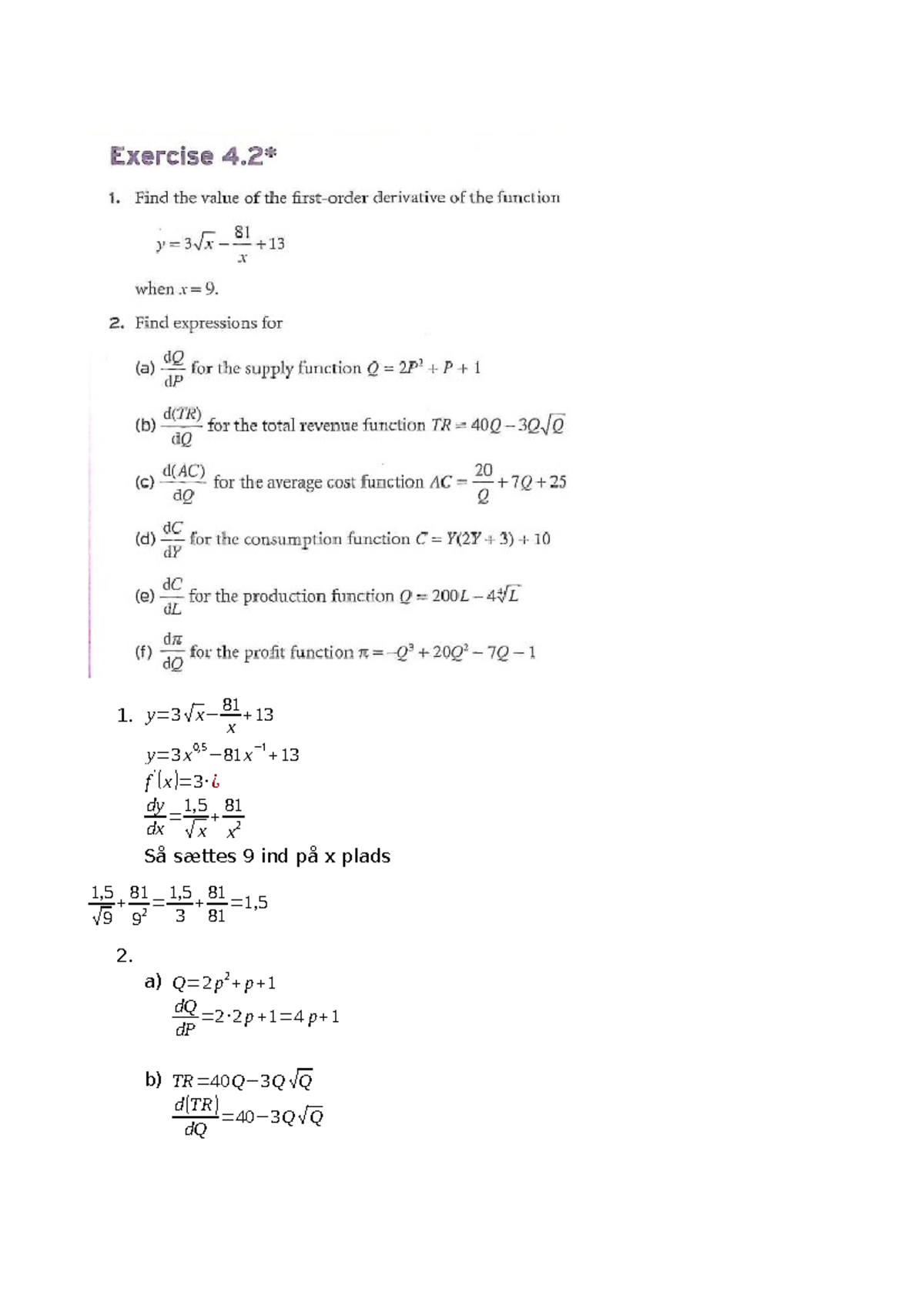 Differentiering, TR og MR - Matematik 81 Final Exam Notes - Studocu