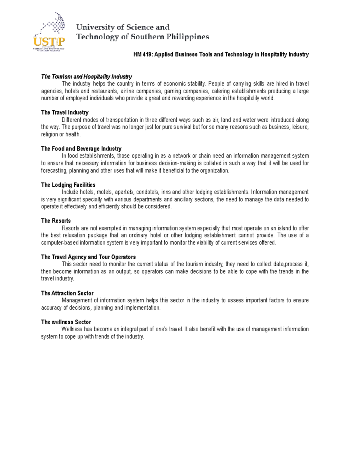 Chapter-1-3 - reviewer - HM 419: Applied Business Tools and Technology ...