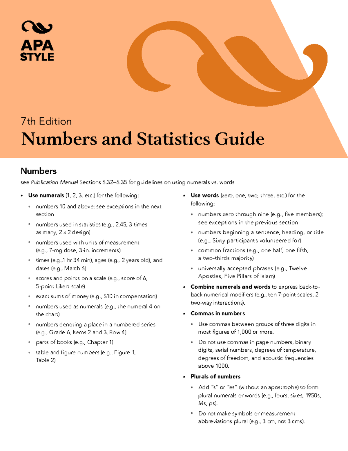APA7 Guide: Using Numbers and Statistics Effectively - Studeersnel
