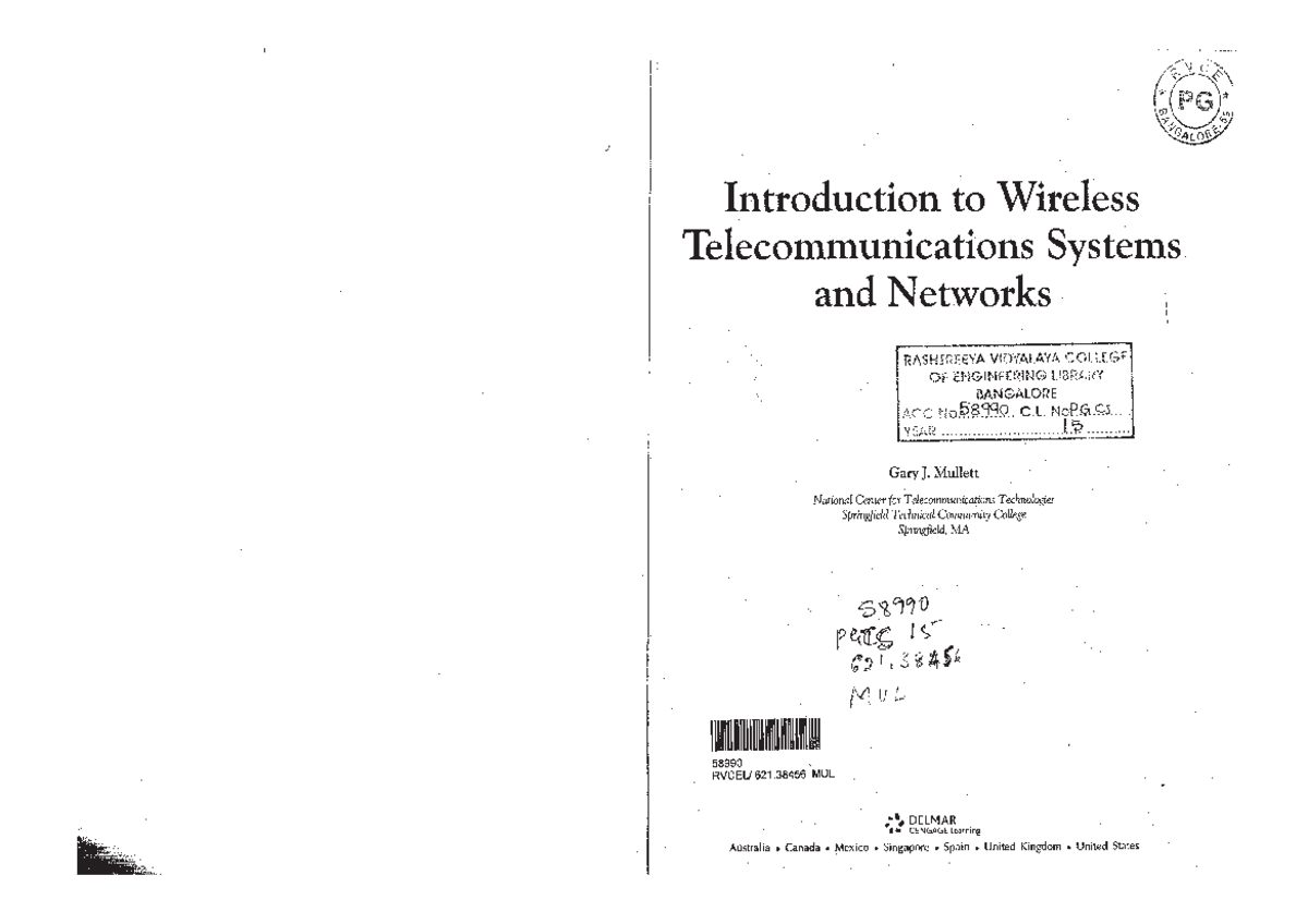 Wireless Telecommunication Systems & Networks: Introductory Overview ...
