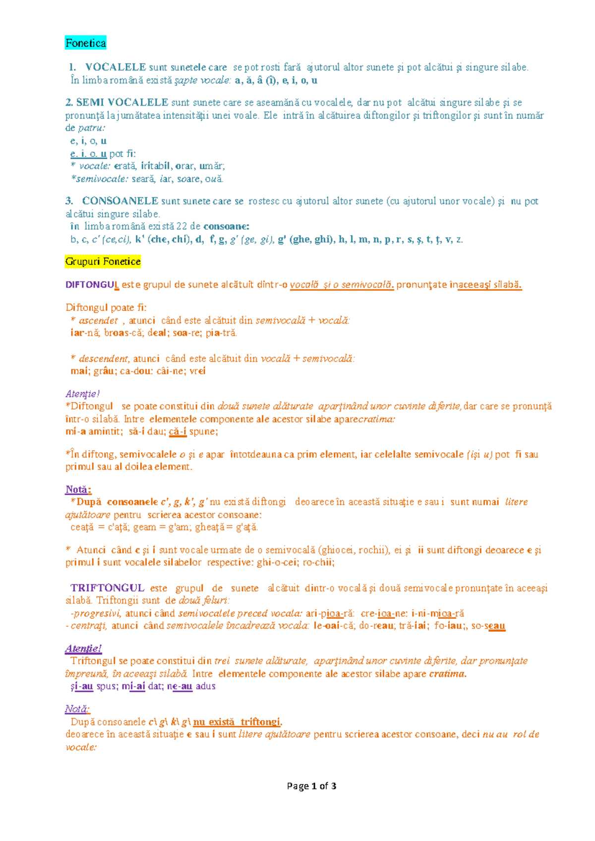 Fonetica 1: Vocale, Semivocale, Consoane și Figuri de Stil - Studocu