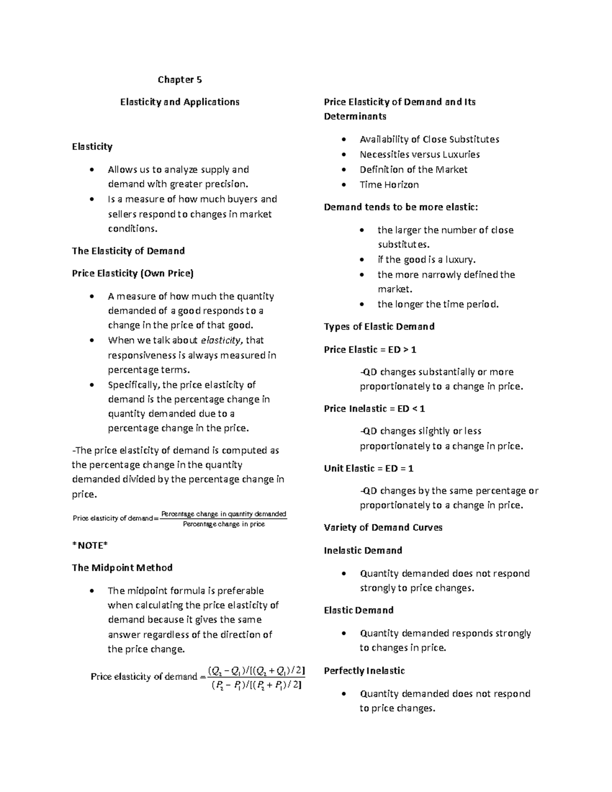 Chapter 5 Elasticity and Its Application - Chapter 5 Elasticity and Applications Elasticity ...