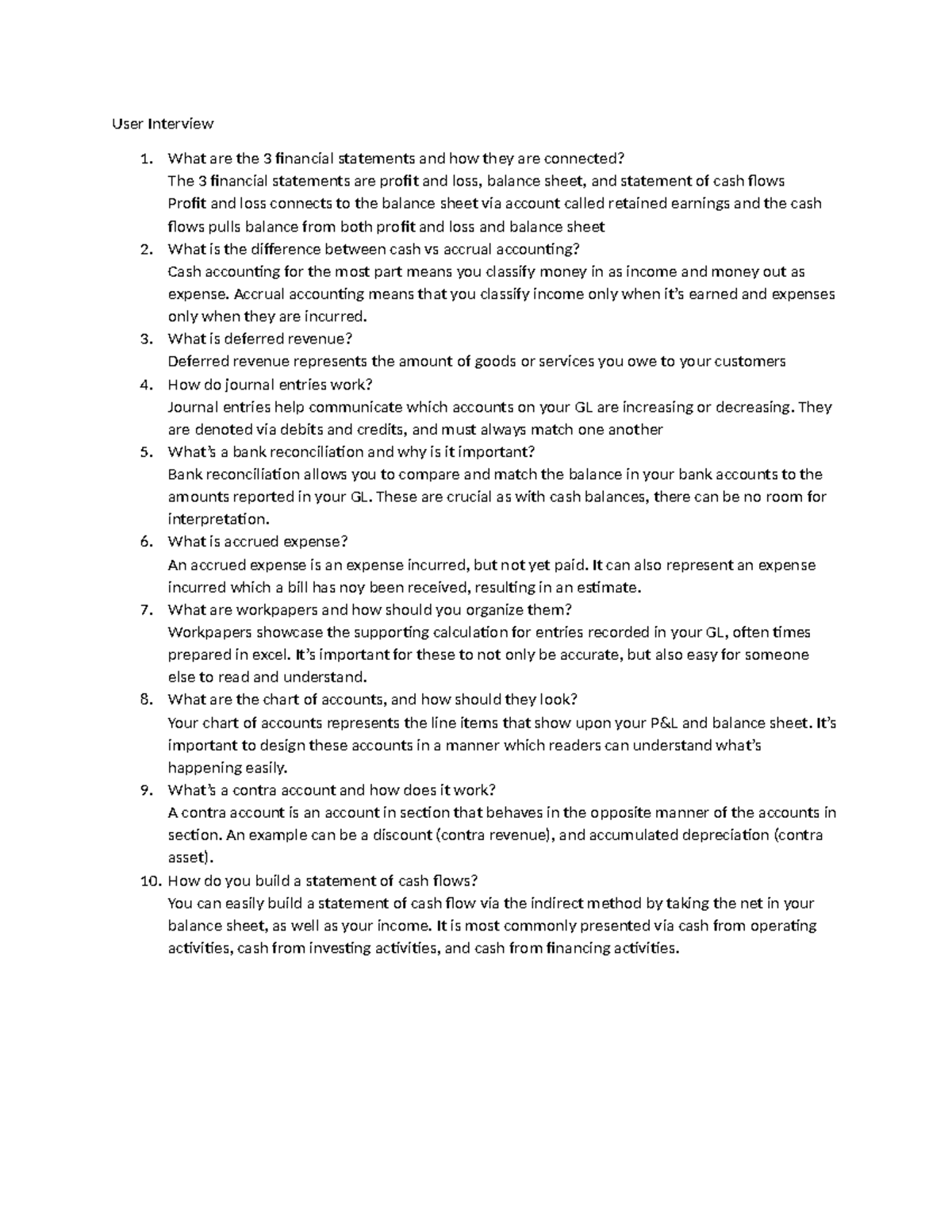 User Interview: Understanding Financial Statements and Accounting ...