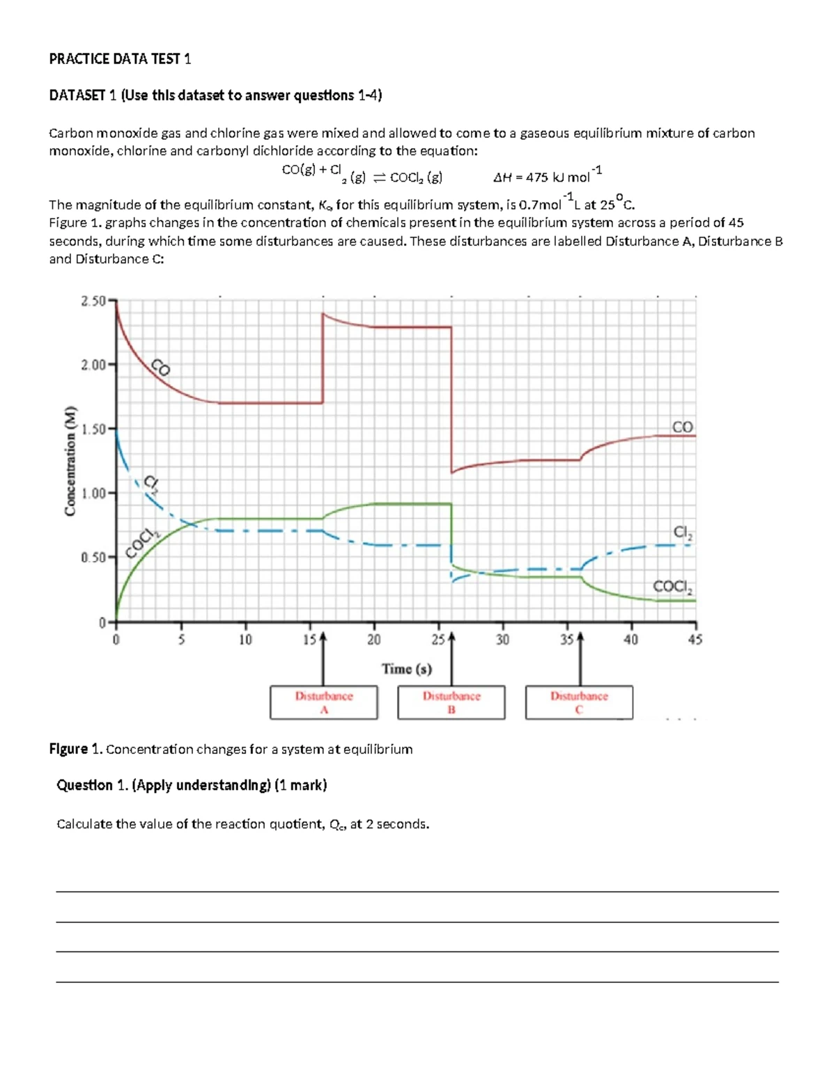 Chemistry IA Data Test Practice Test 2 2022 - Equilibrium Systems ...