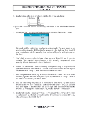 Tutorial 3 - FIN 601: CORPORATE FINANCE TUTORIAL 3: QUESTIONS 1) Zurik Co. manufactures ...