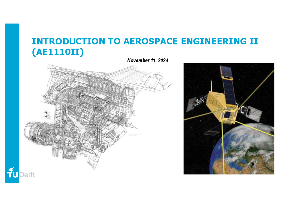 AE1110II: Intro to Aerospace Engineering II Lecture Notes - Studeersnel
