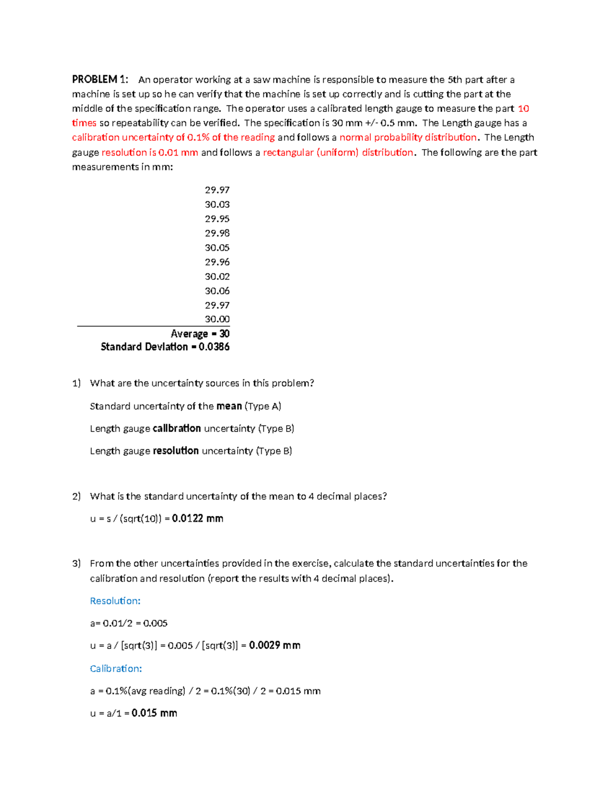 Uncertainty Exercise 1 - solution - PROBLEM 1: An operator working at a ...