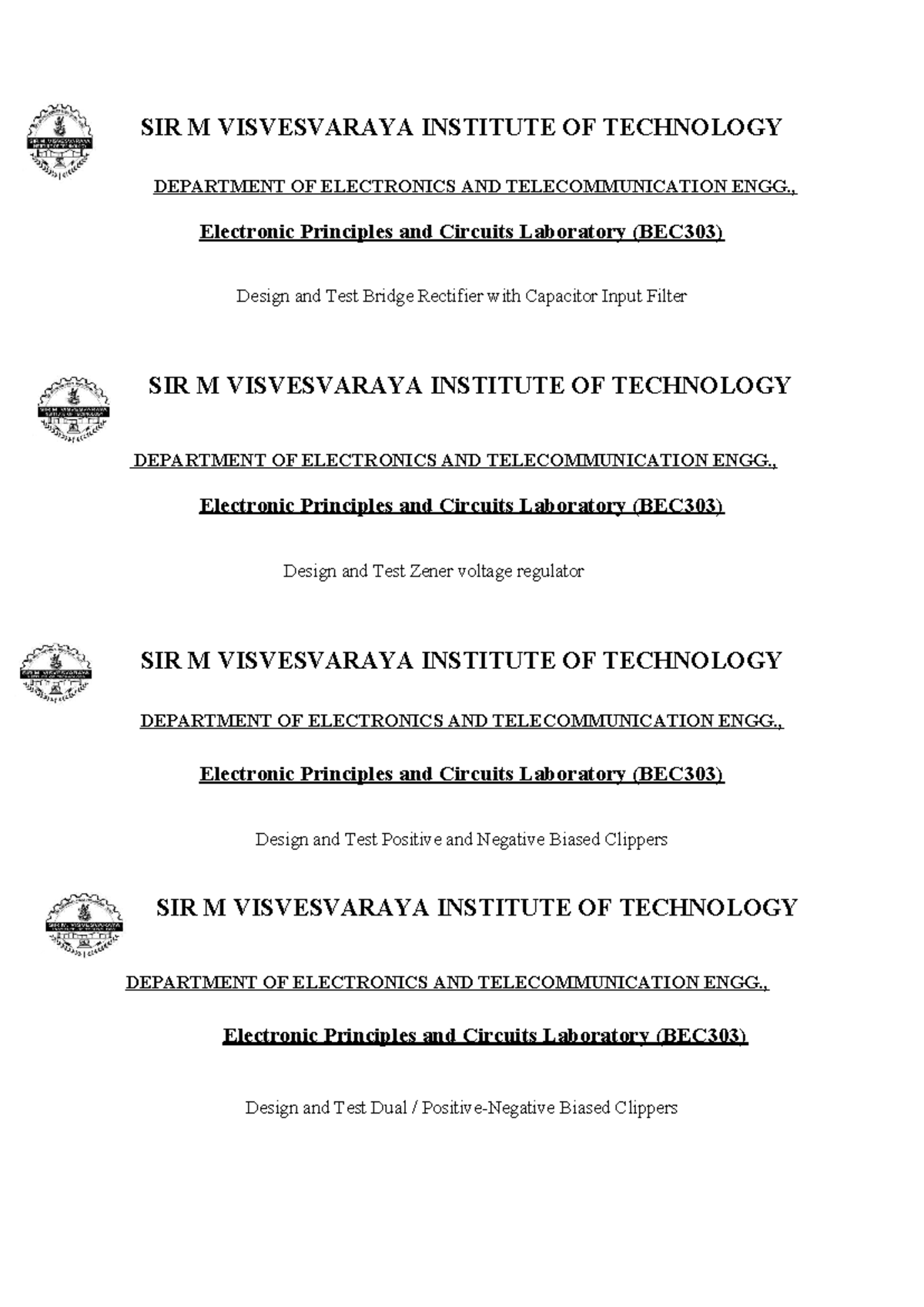 EPC Lab Manual (BEC303): Design & Test of Circuits and Components - Studocu