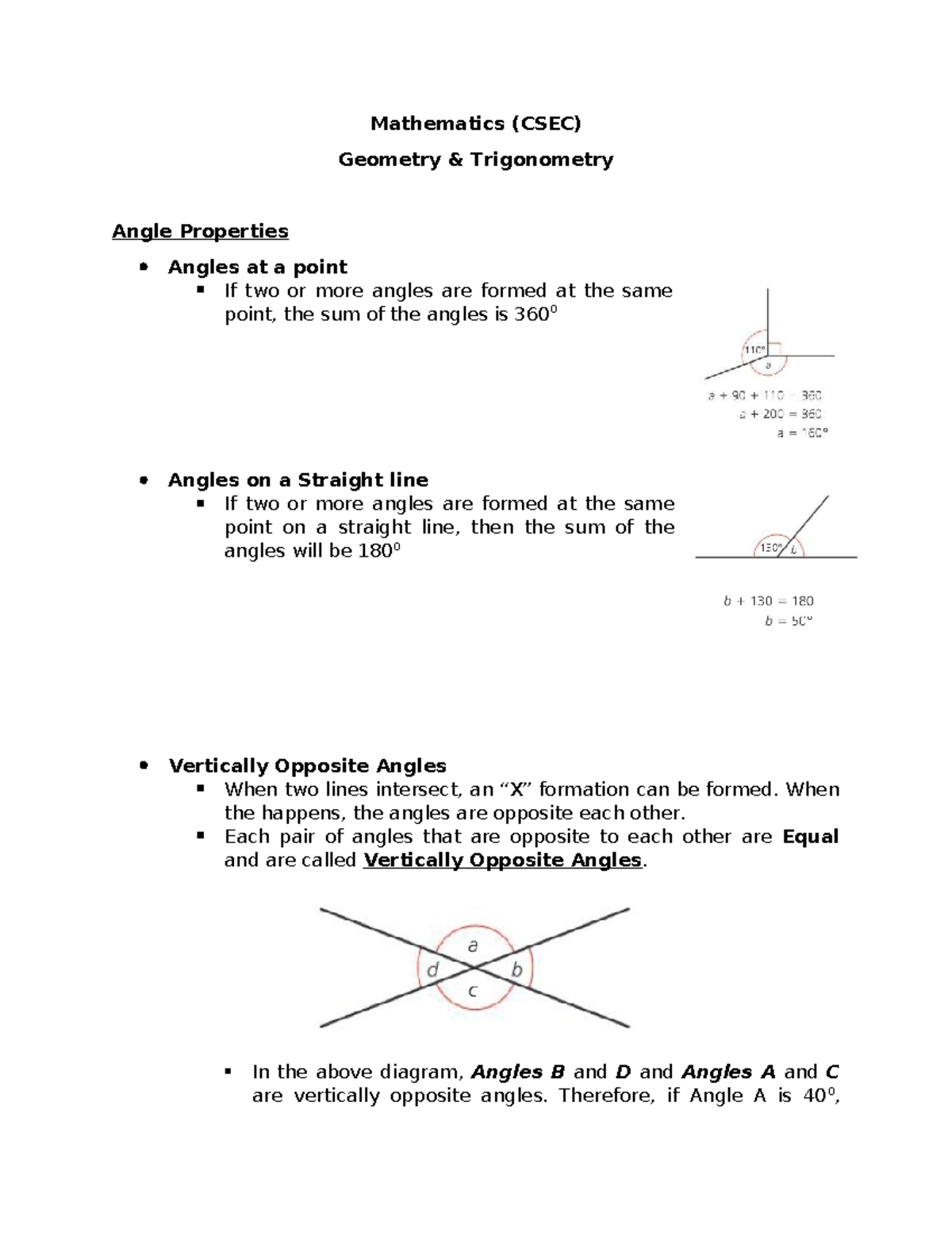 575091611 CSEC Maths Geometry & Trigonometry: Angle Properties - Studocu
