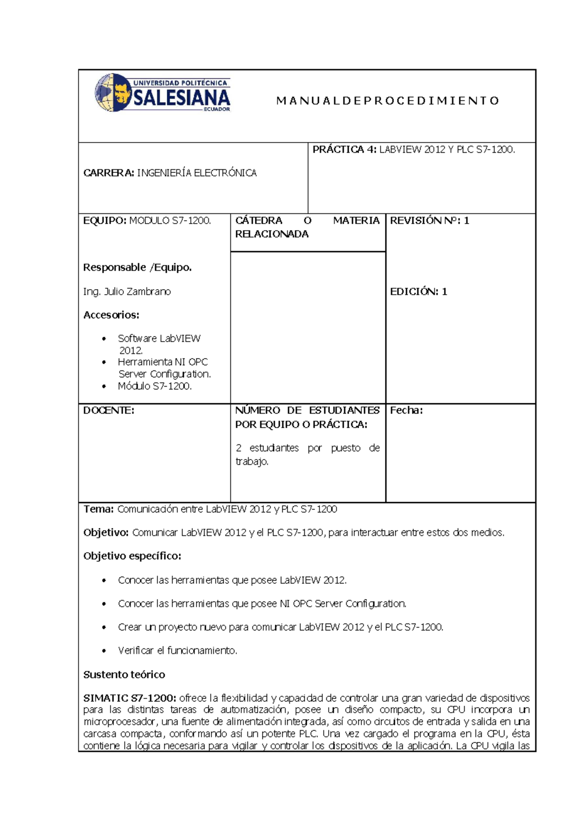 Manual de Procedimiento Práctica 4: LabVIEW 2012 y PLC - Ingeniería ...