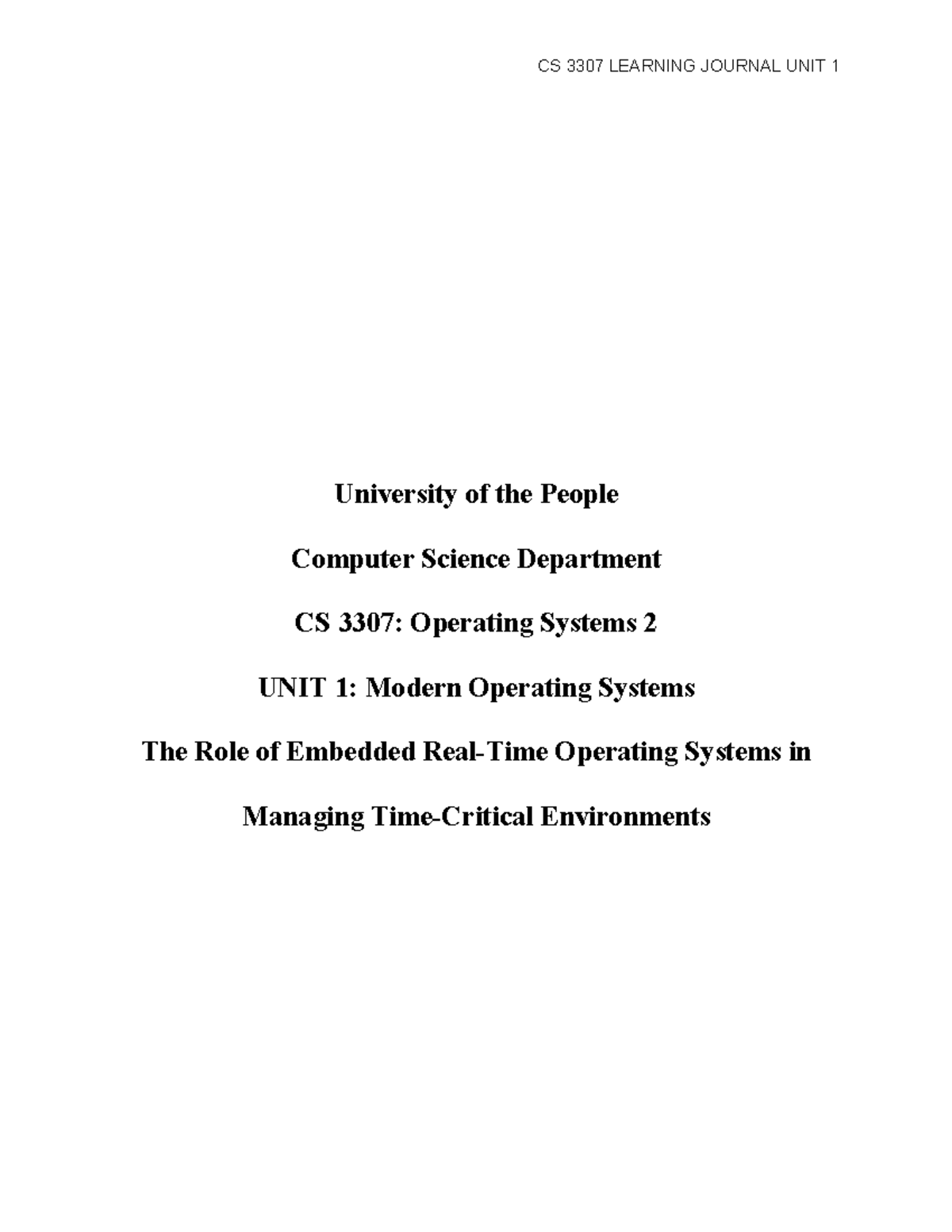 CS 3307 LJ UNIT 1 - It is encouraging to understand that the establishment for modern neural ...