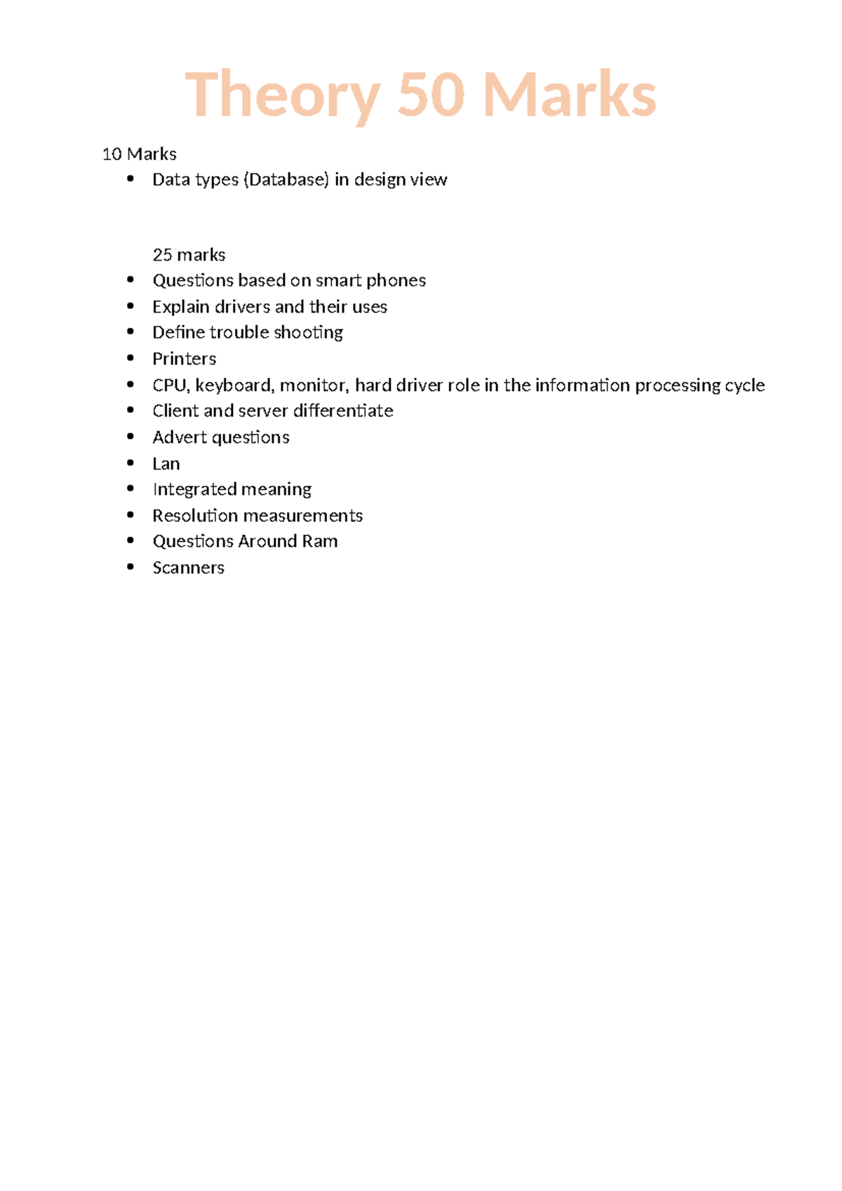 Theory 50 Marks - Very helpful and easy to understand - Theory 50 Marks ...