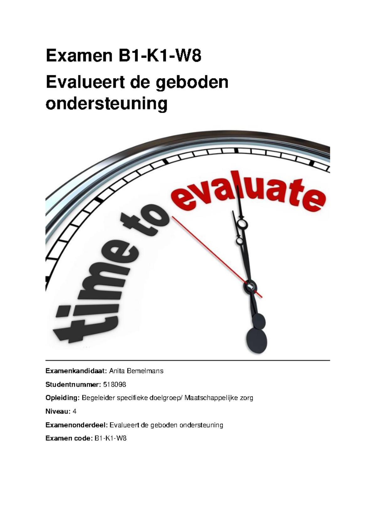 Evaluatieverslag B1-K1-W - Ondersteuning van Cliënt R in Huishouden - Studeersnel