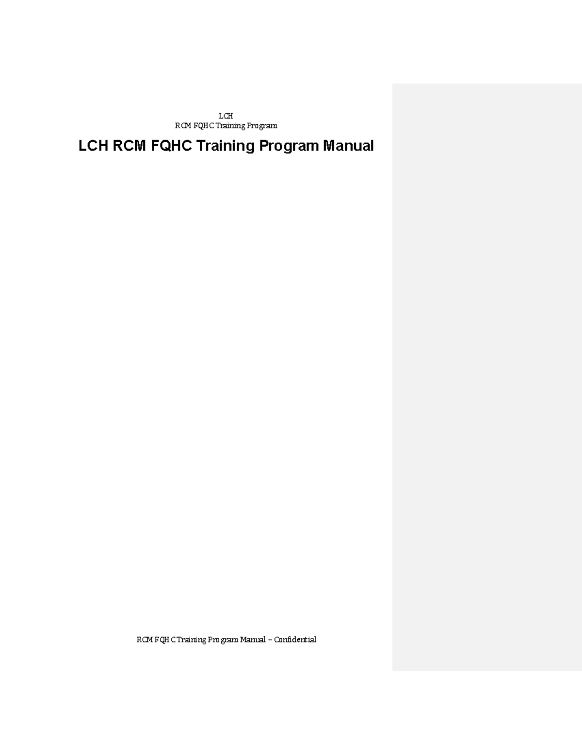 LCH RCM FQHC Training Program Manual - Comprehensive Overview - Studocu