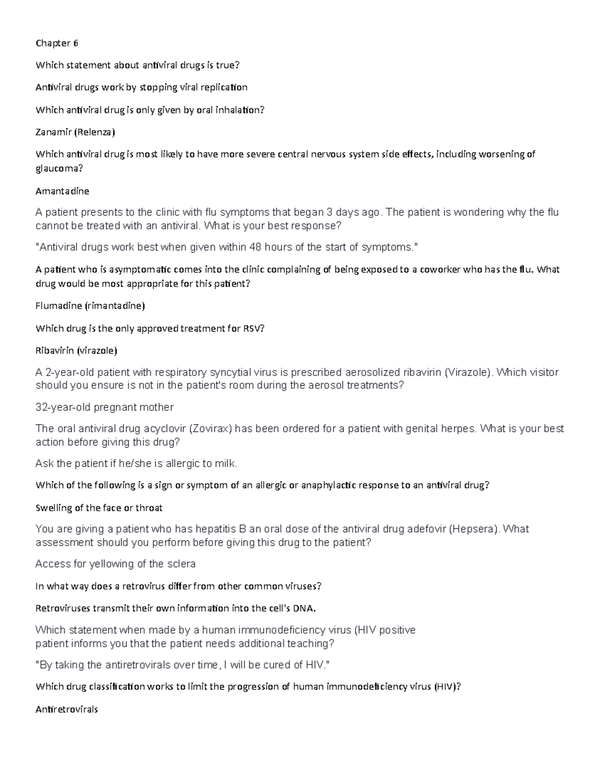 Pharma ch6,11 - study guide - Chapter 6 Which statement about antiviral ...