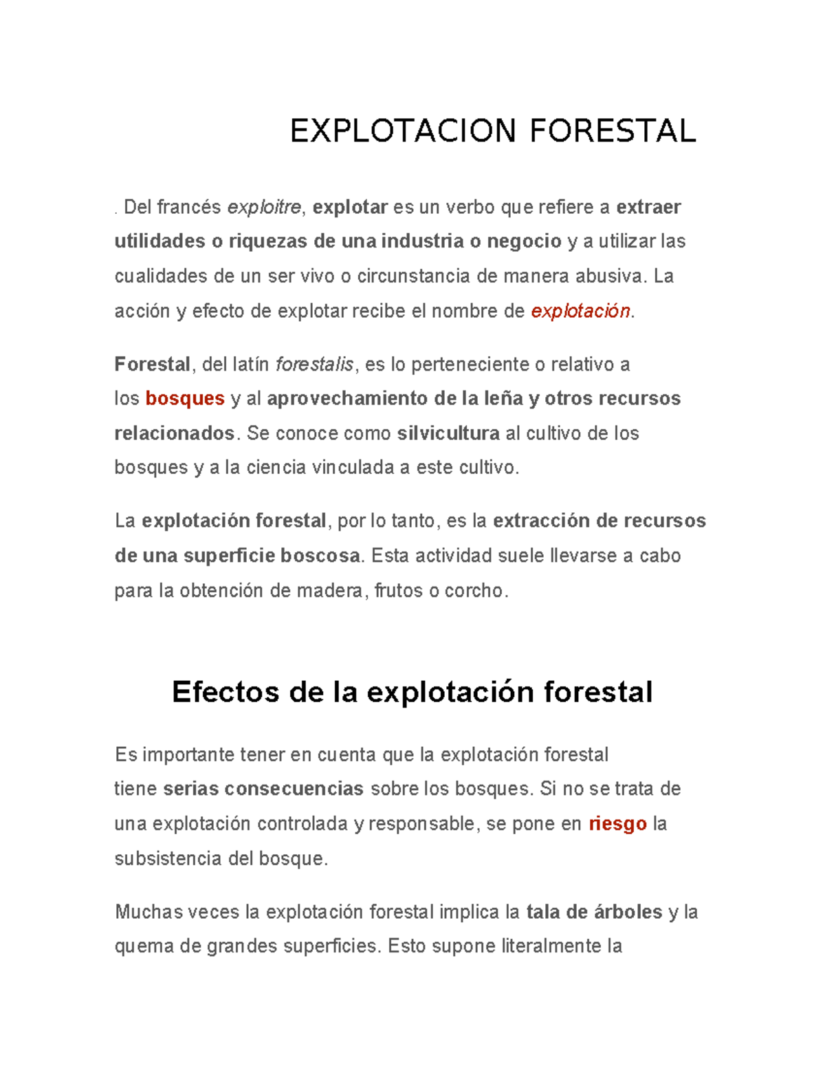 Explotación Forestal: Impactos y Control Sostenible - Studocu