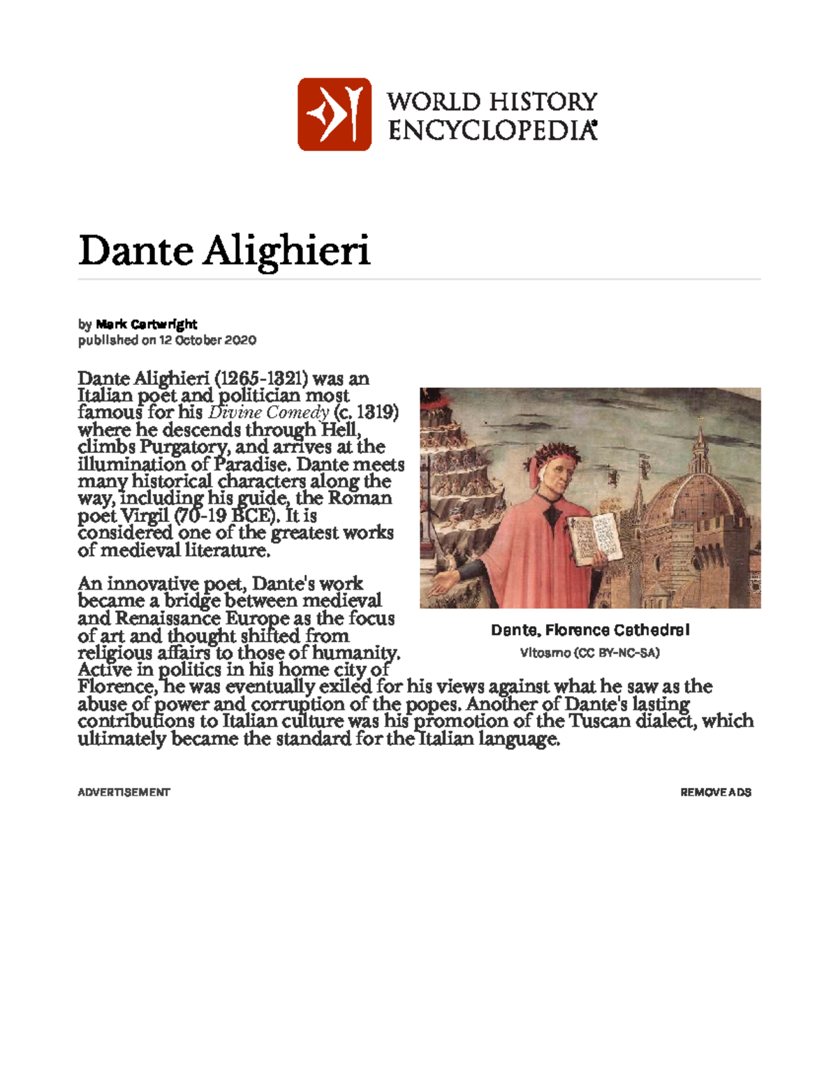 Dante Alighieri: A Study of His Life and Works (HIST 101) - Studocu