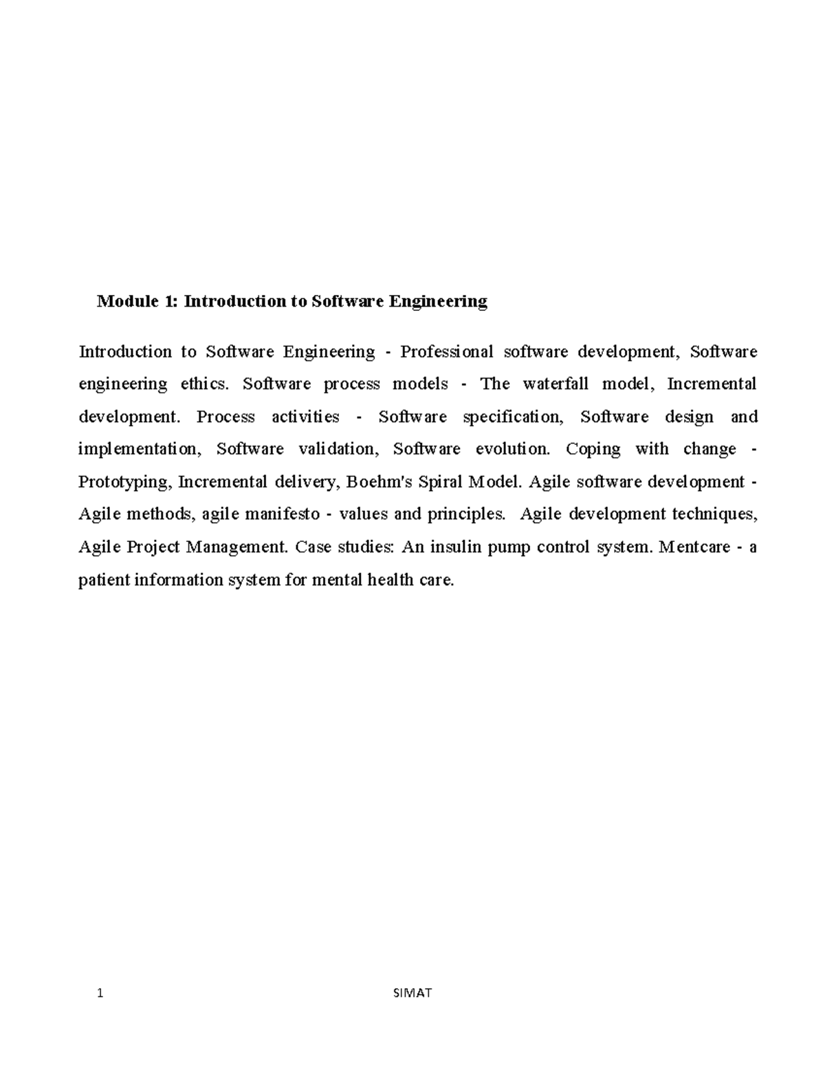 MSS M1 - Comprehensive Notes on Software Engineering Fundamentals - Studocu