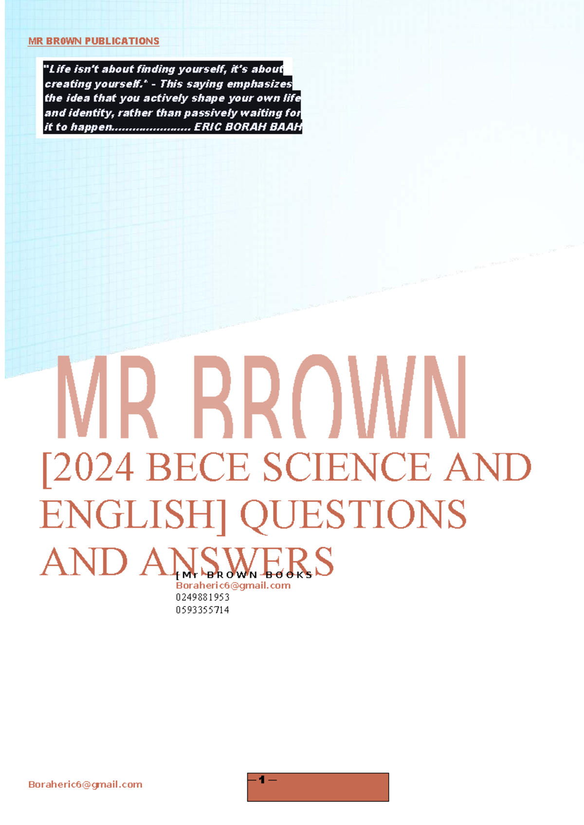 BECE 2024 SCIENCE QUESTIONS AND ANSWERS - MR BR0WN PUBLICATIONS - Studocu